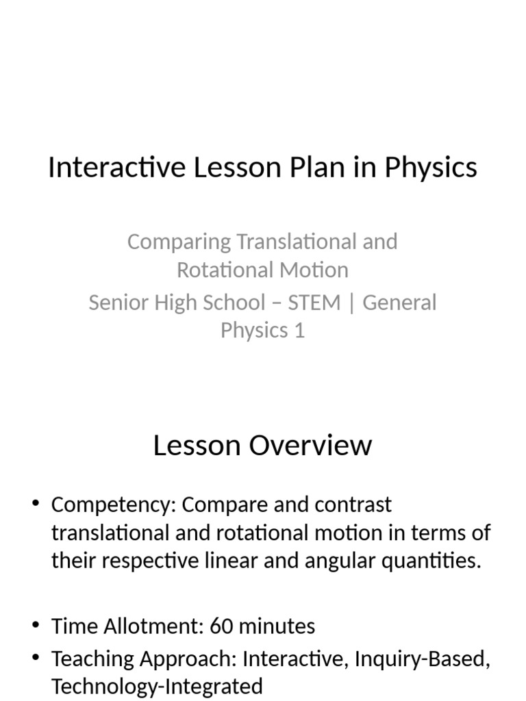 Physics Lesson Translational Vs Rotational | PDF | Rotation | Acceleration