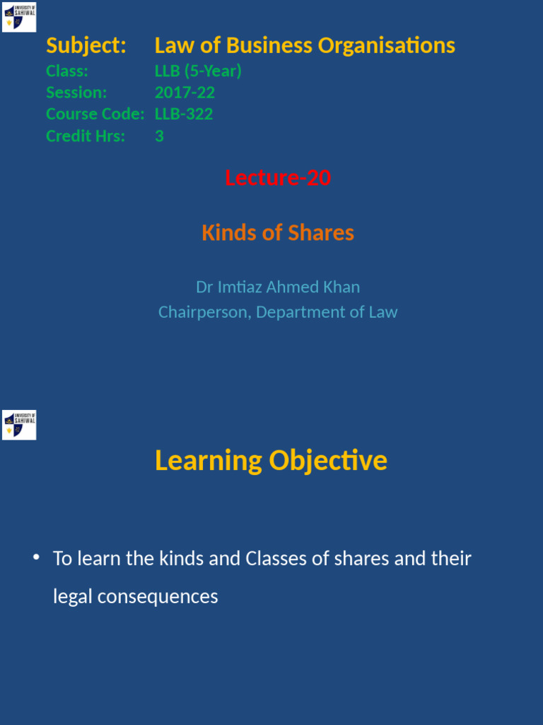 Types of Shares in Business Law | PDF | Preferred Stock | Common Stock