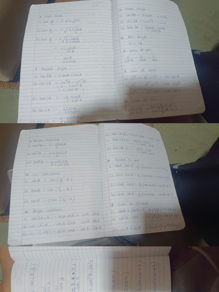 Trigonometric Identities Notes Pdf