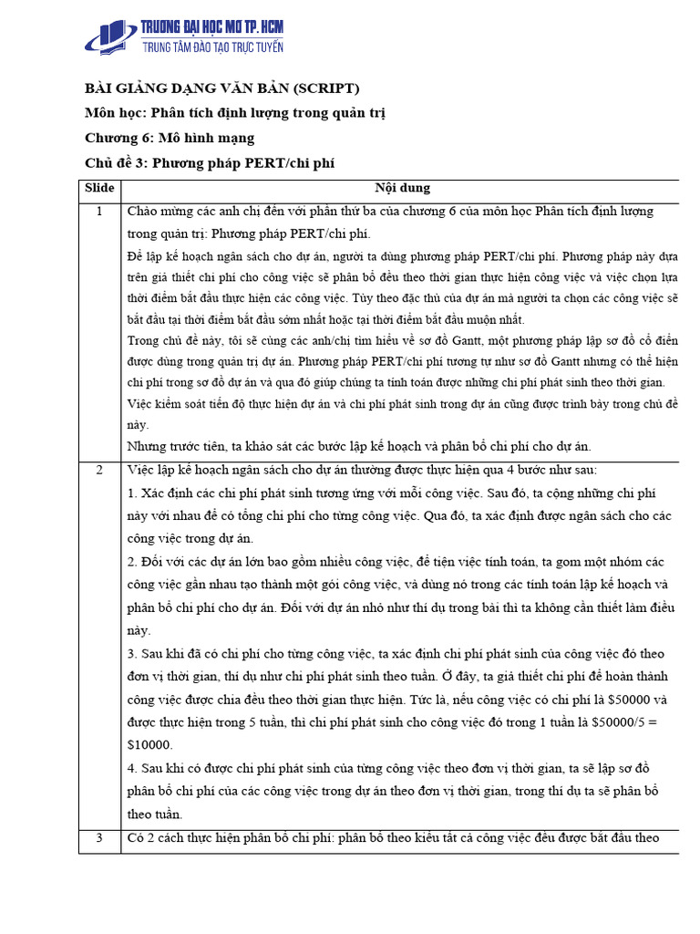 Bài Gi NGD NGV NB N (Script) Môn H C: Phân Tích NHL NG Trong Qu NTR CH NG 6: Mô Hình M NG CH 3 ...