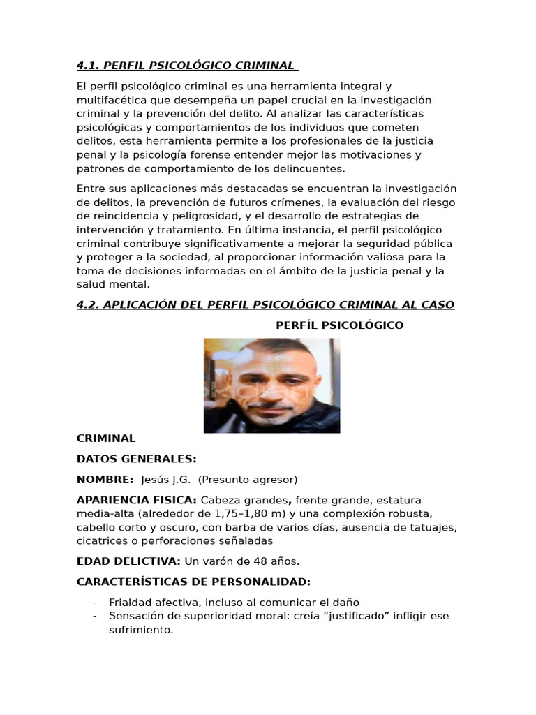 Perfil Psicológico Criminal | PDF | Perfil del delincuente | Sicología