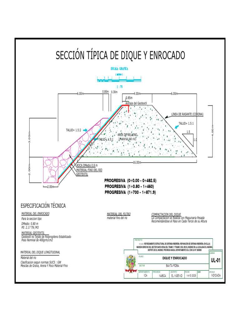 Sección Típica de Dique Y Enrocado | PDF