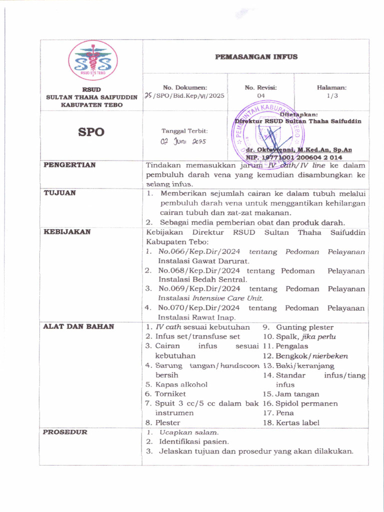 Pemasangan Infus | PDF