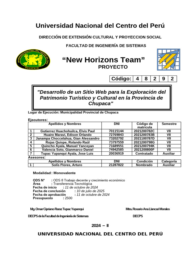 Primer Informe - Grupo New Horizons Team-Proyecto 48292 | PDF | Turismo | Planificación