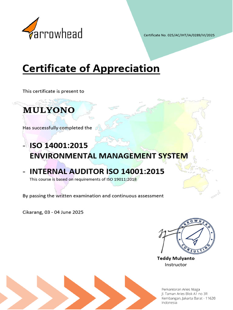 ISO 14001:2015 Certification Award | PDF