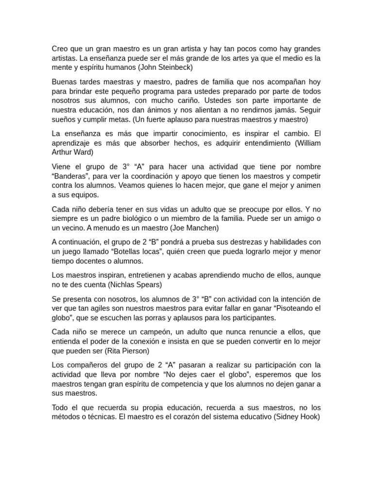 Programa Dia Del Maestro | PDF | Enseñando | Aprendizaje