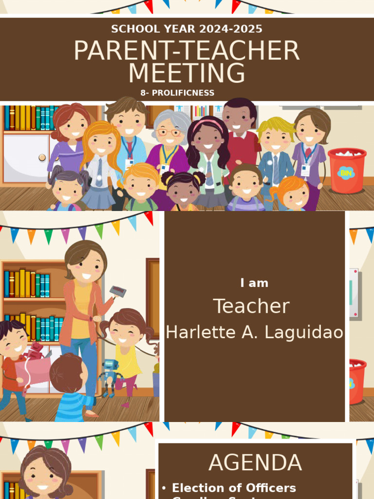 Parent Teacher Conference Classroom Presentation in Colorful Cartoon ...