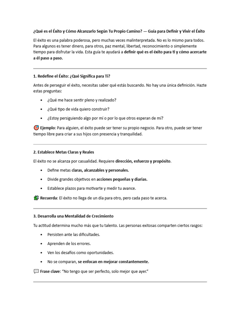 Cómo Definir y Alcanzar Tu Éxito | PDF