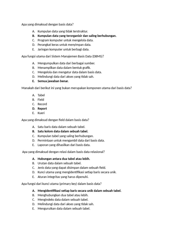 Fungsi Utama Sistem Manajemen Basis Data | PDF