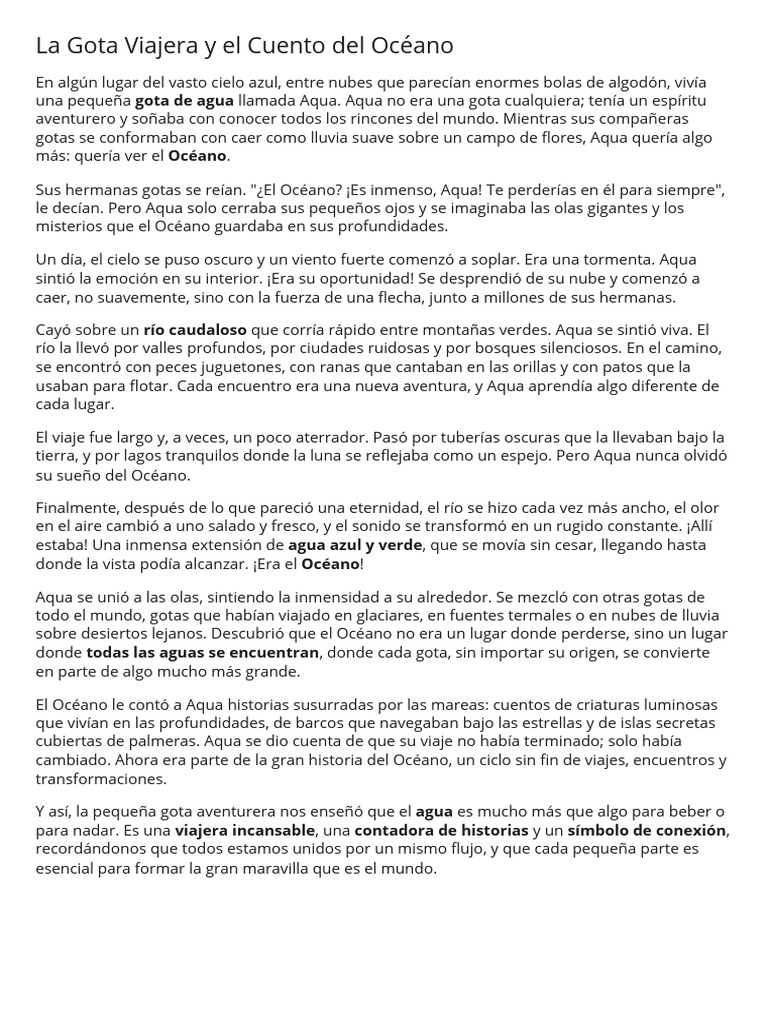 La Gota Viajera y El Cuento Del Océano | PDF | Océanos | Ciencias de la Tierra