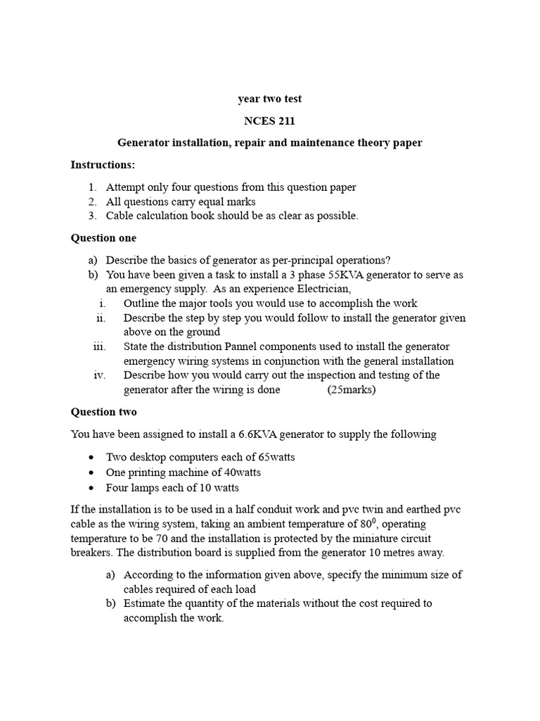 Question Paper Generator Installation | PDF | Electrical Wiring ...