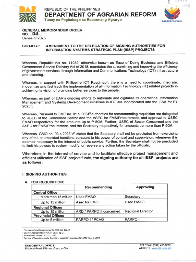 Gmo 04 s2025 Amendment To The Delegation of Signing Authorities For ...
