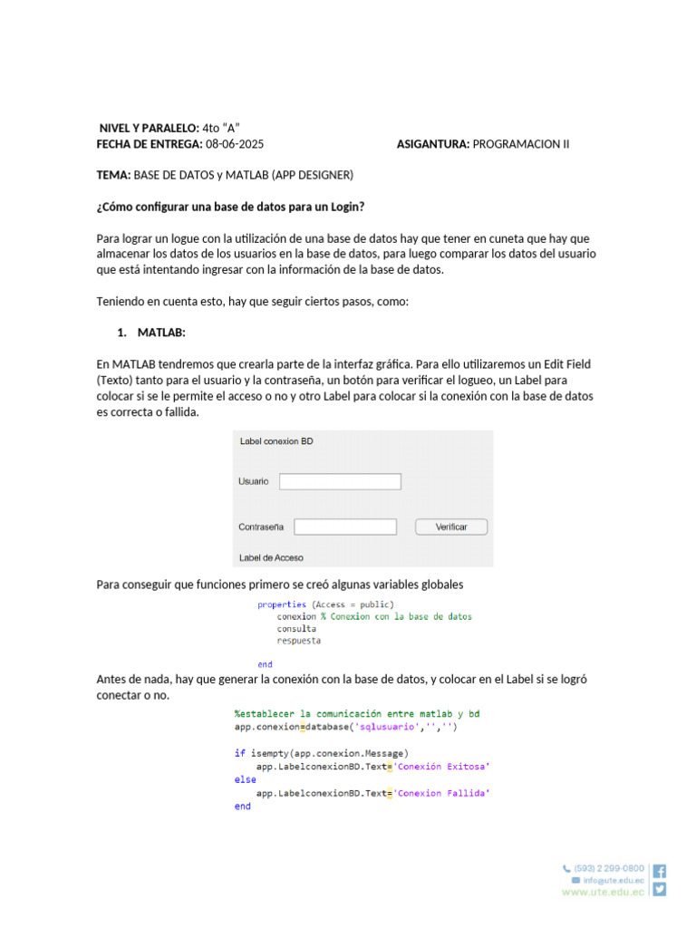 Consulta Logueo de Matlab A SQL Server | PDF | Bases de datos | Contraseña
