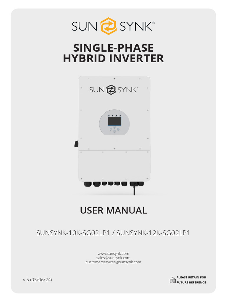 User Manual for Sunsynk Inverters | PDF | Battery Charger | Power Inverter
