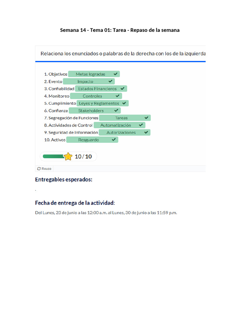Semana 14 - Tema 01 Tarea - Repaso de La Semana | PDF