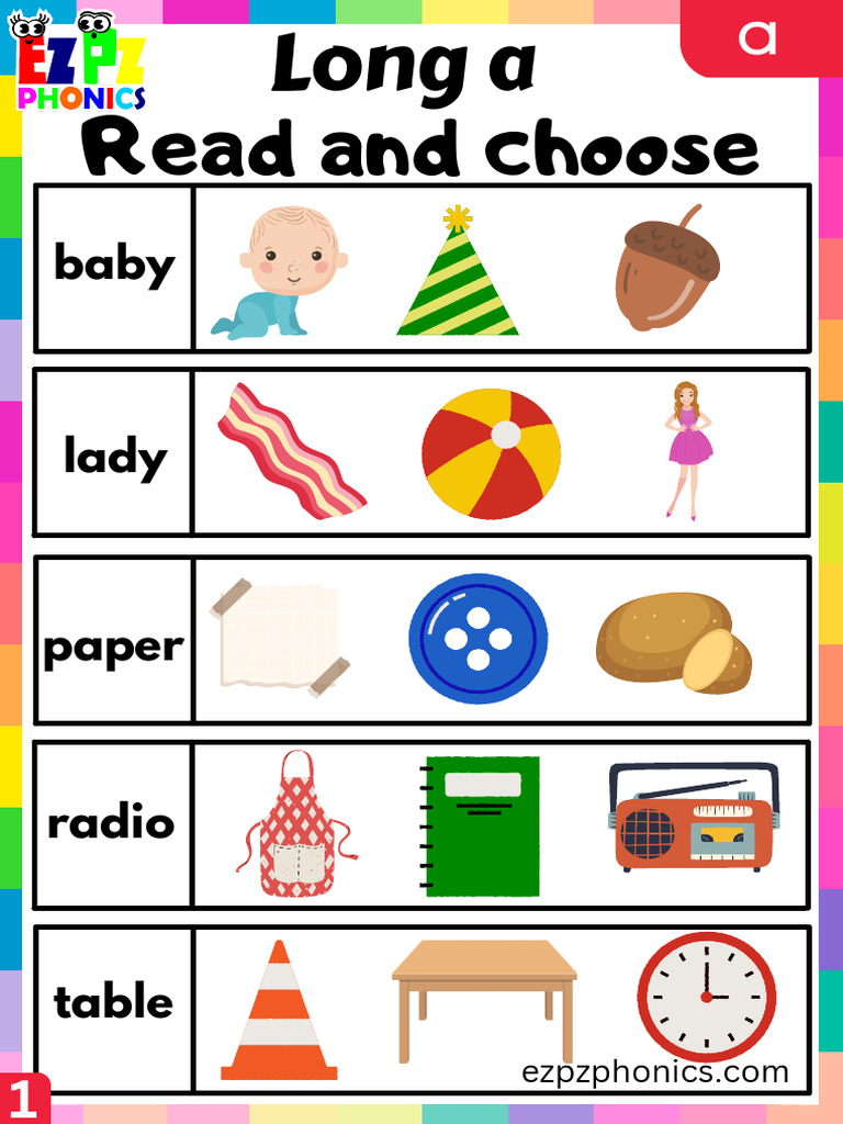1 Group1 A Words Read and Choose Long A Phonics Worksheet | PDF