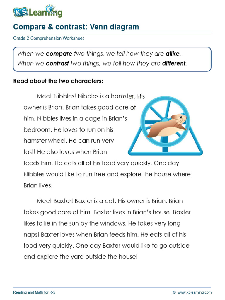 Grade 2 Compare Contrast Venn Diagram CRD | PDF | Cricetidae | Muroid ...