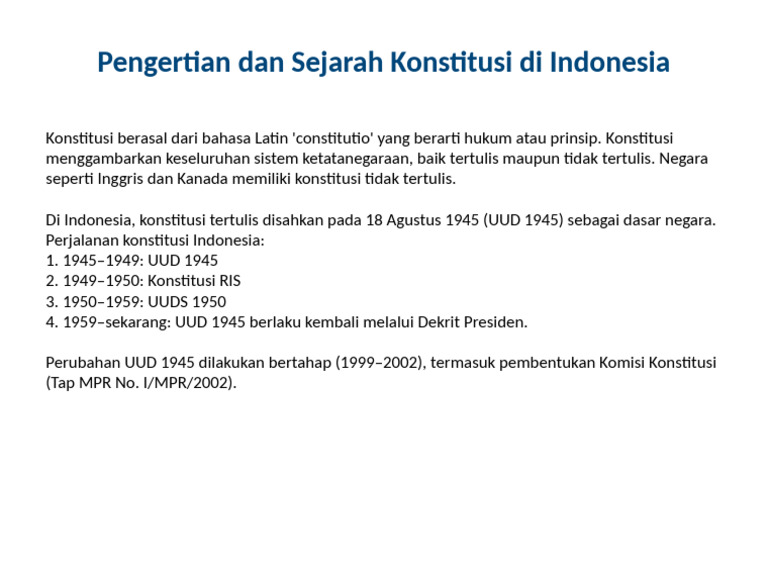 Pengertian Dan Sejarah Konstitusi | PDF