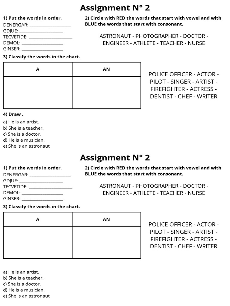 Assignment #2 + Adjectives 4° Grado | PDF