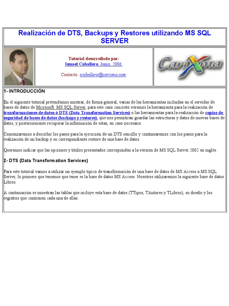 SQL SERVER - Importar Exportar Datos Usando DTS | PDF | Servidor SQL de Microsoft | Apoyo