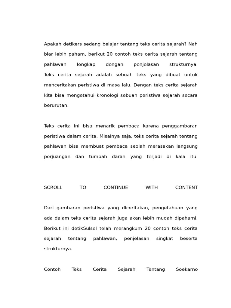 20 Contoh Teks Sejarah Pahlawan | PDF
