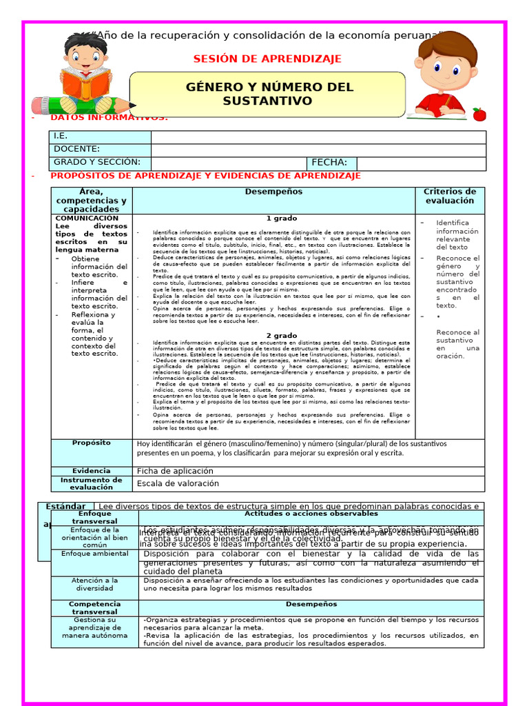 U4 s1 Sesion d1 Genero y Número Del Sustantivo | PDF | Sustantivo ...