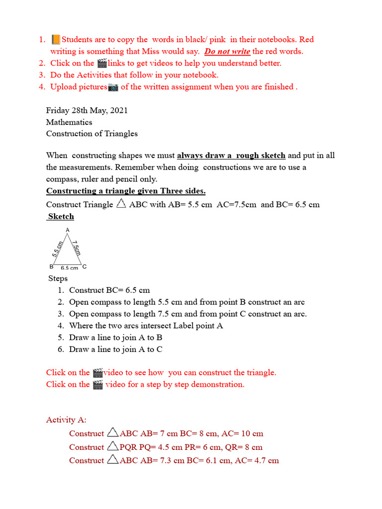 F2 - Constructions of Triangles | PDF | Triangle | Classical Geometry