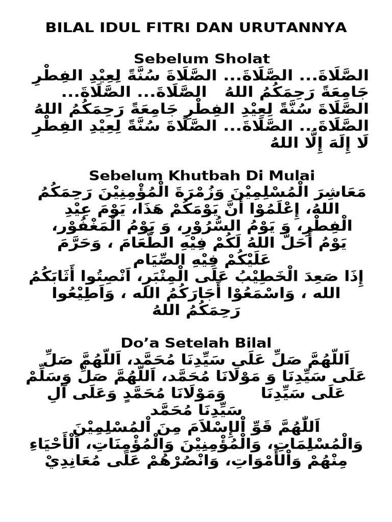 Bilal Idul Fitri Dan Urutannya | PDF