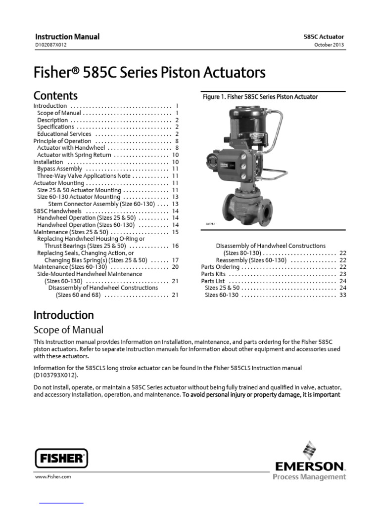 Fisher 585c Series | PDF | Valve | Piston