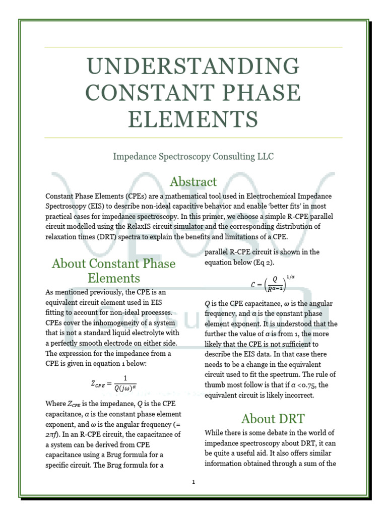 Understanding Constant Phase Elements | PDF | Physical Chemistry ...