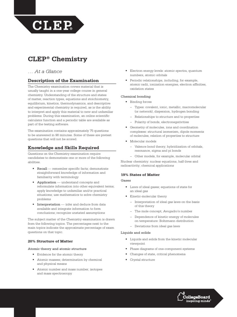 Clep Chemistry Fact Sheet | PDF