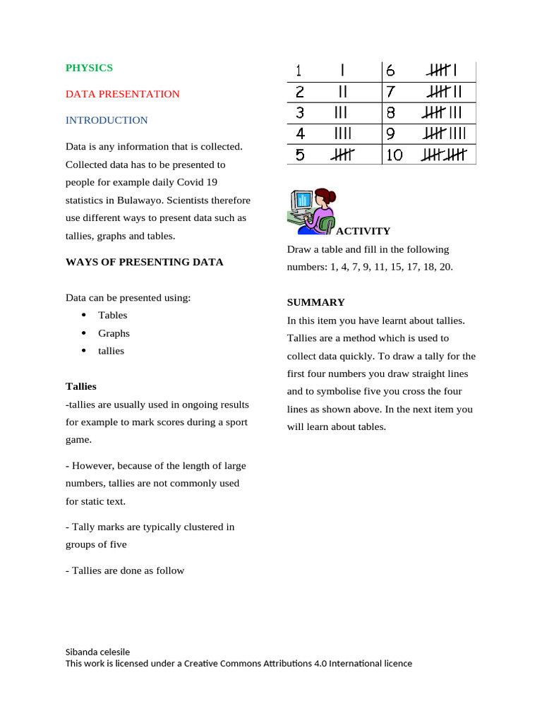 Physics - F 1 Data Presentation-Tallies | PDF