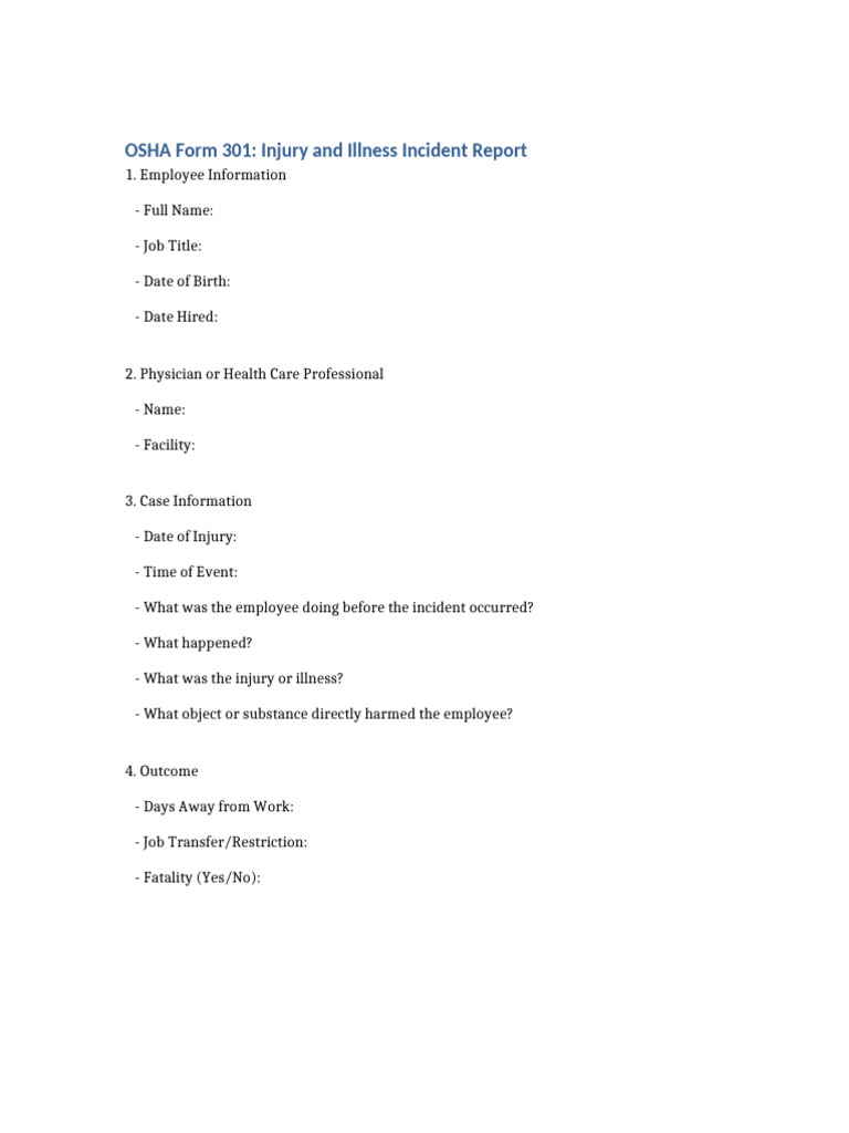 Osha Form 301 | PDF