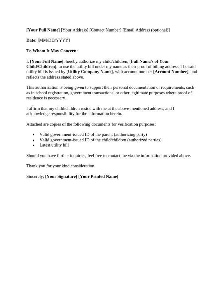 Utility Bill Authorization | PDF