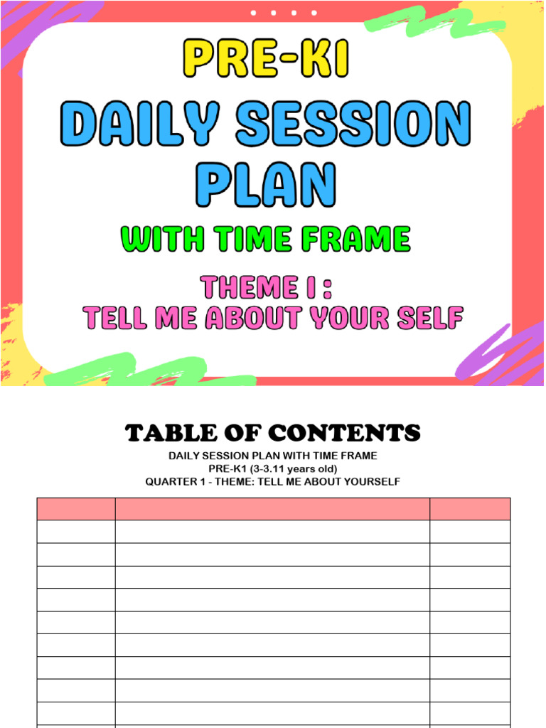 Pre-K1 Daily Session Plans | PDF