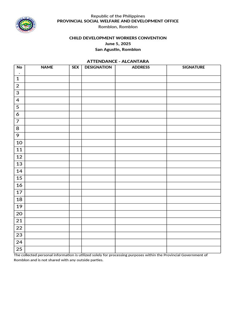 Attendance Sheet Convention | PDF