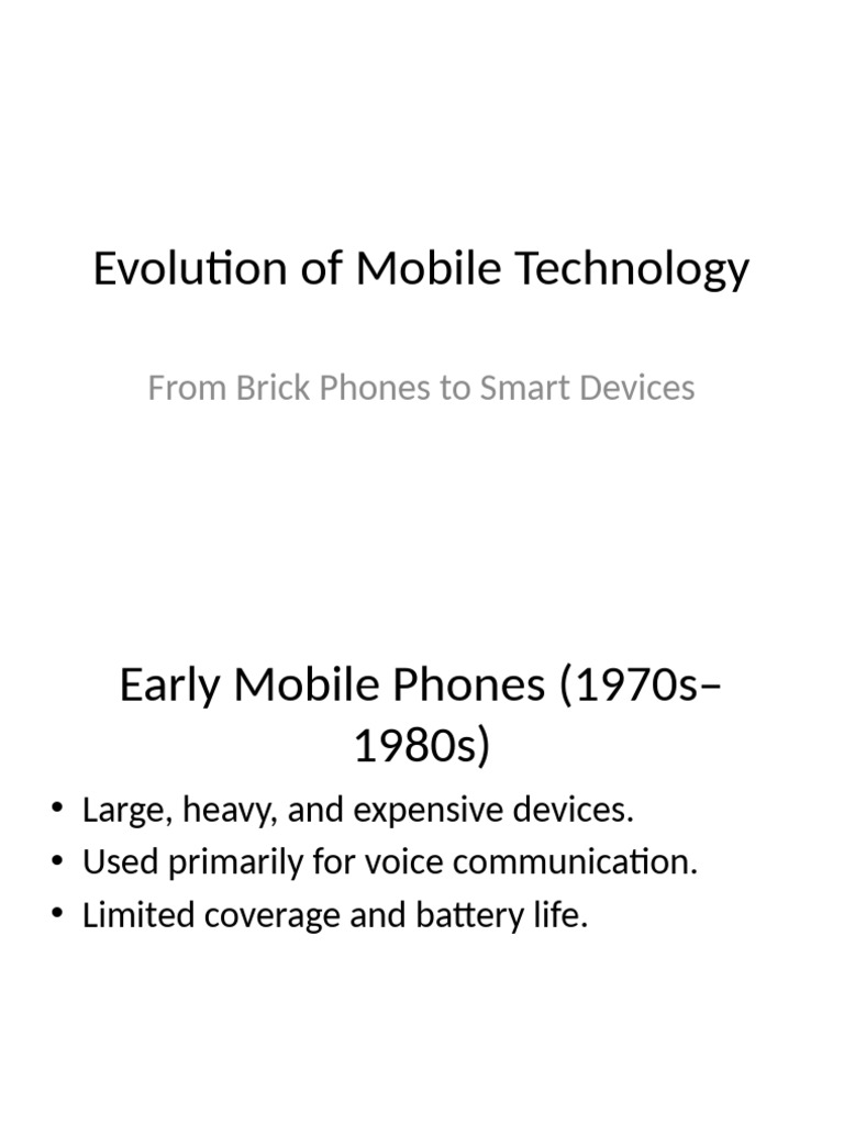 Evolution of Mobile Technology | PDF