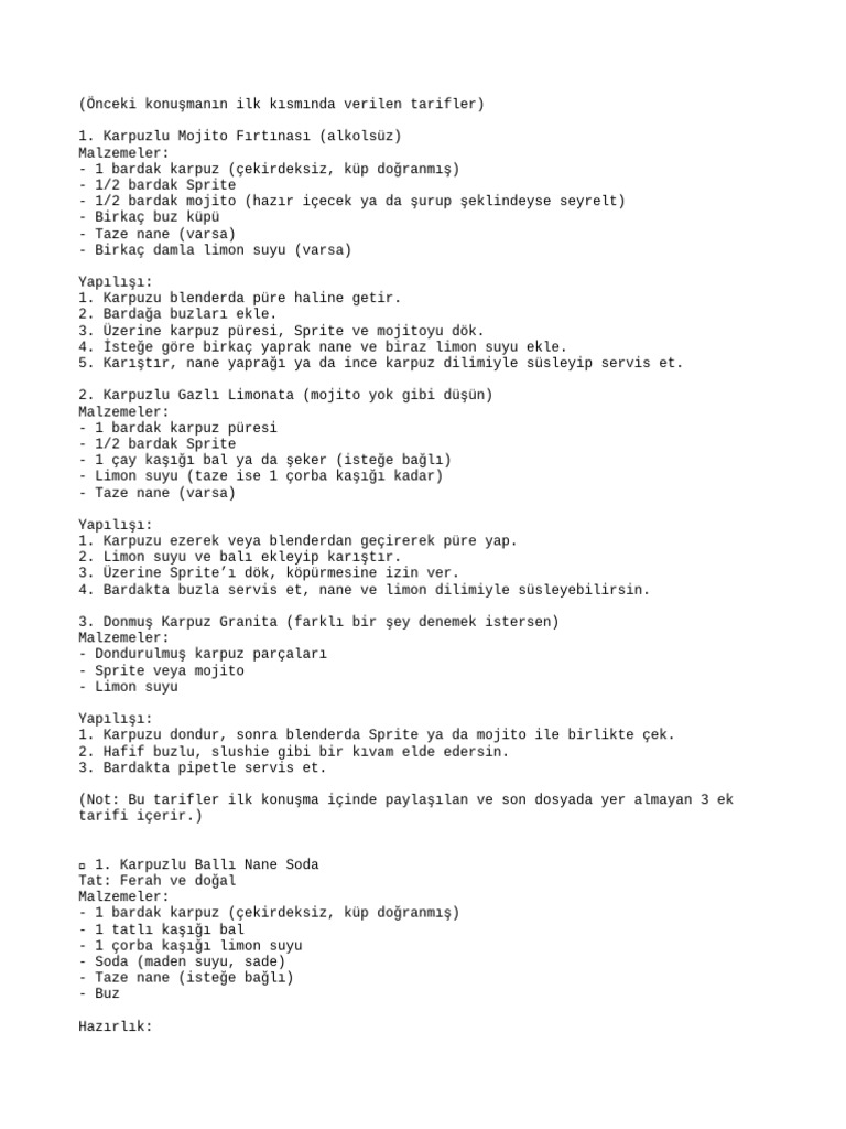 Tum Yaz Icecek Tarifleri | PDF
