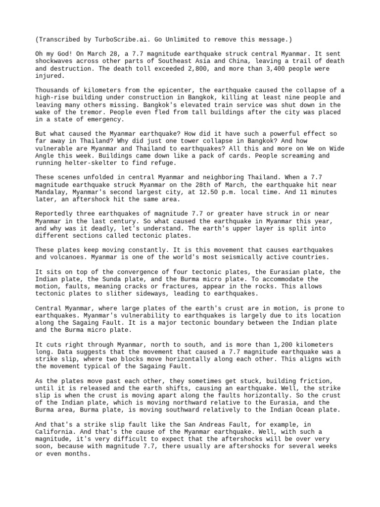 Inside Deadly Myanmar Earthquake - Living On A Fault Line - WION ...