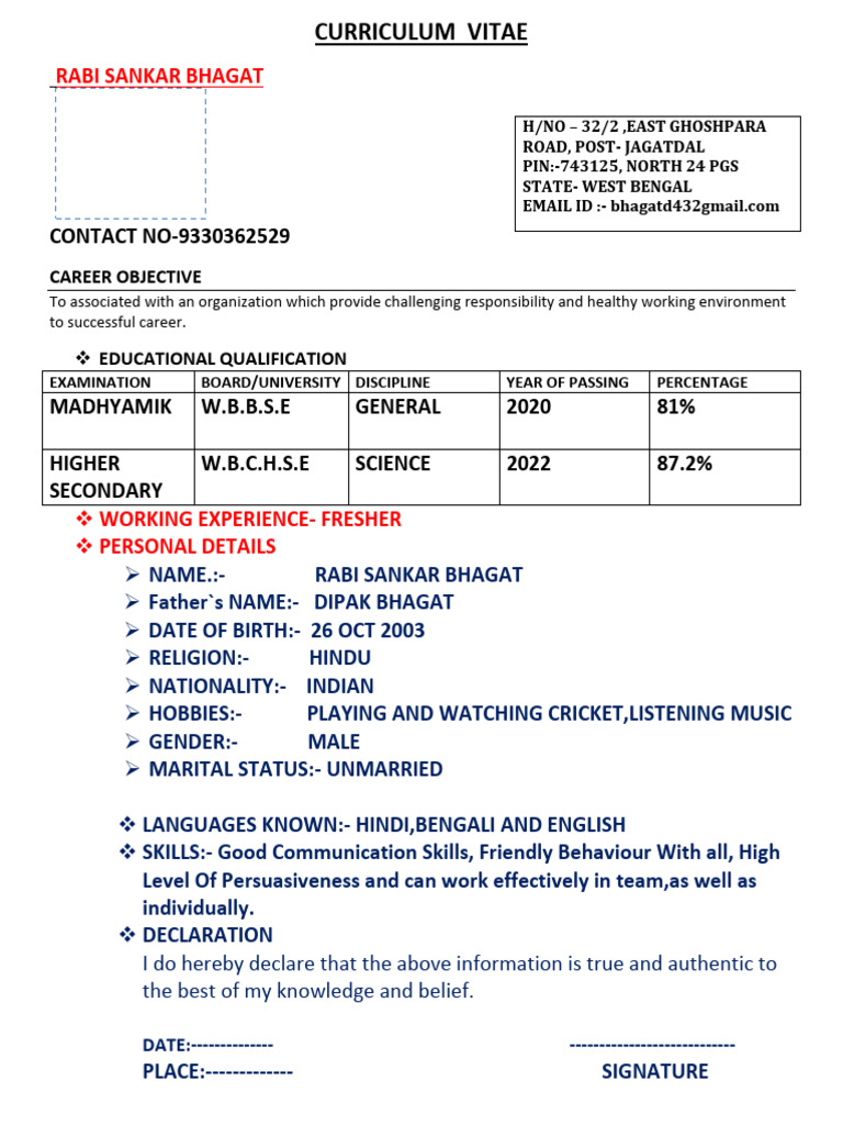 Curriculum Vitae Tanish | PDF