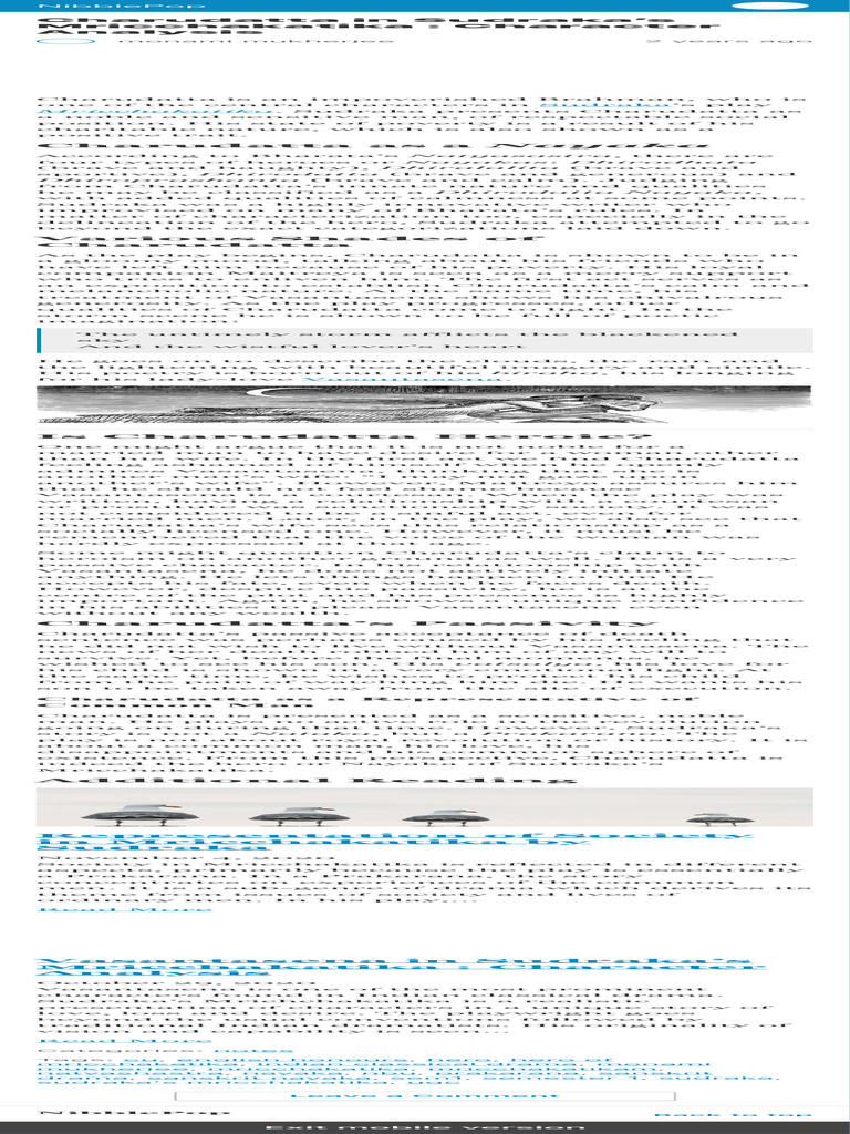 Charudatta in Sudraka's Mricchakatika Character | PDF | Hero