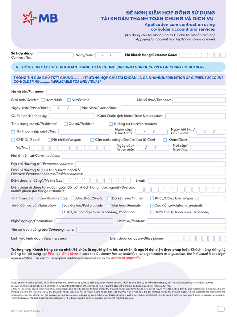 De Nghi Kiem Hop Dong Su Dung Tai Khoan Thanh Toan Chung Va Dich Vu | PDF