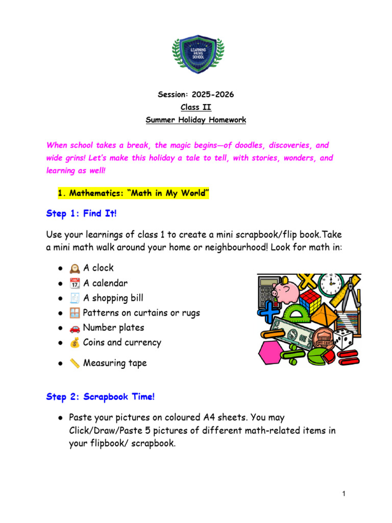 Resource 20250529132146 Class 2 Holiday Homework | PDF