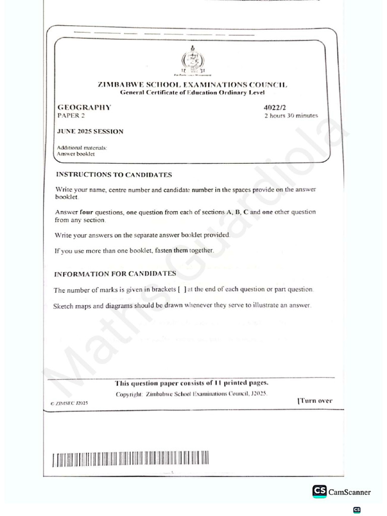Geography June 2025 Paper 2 | PDF