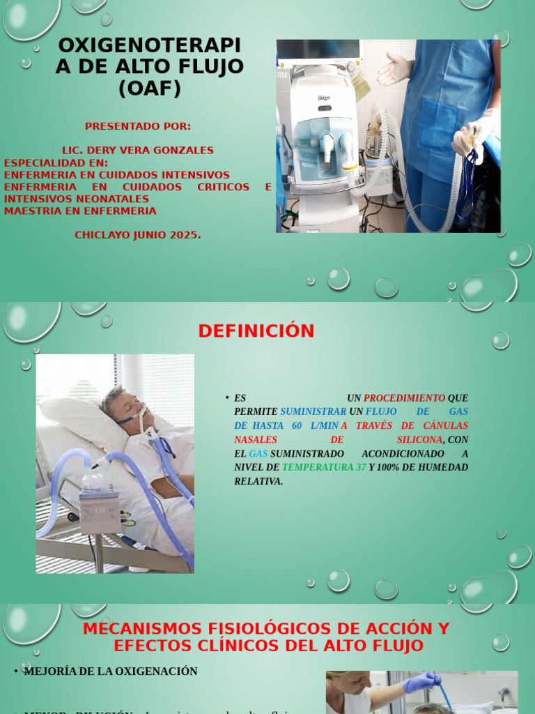 Oxigenoterapi A de Alto Flujo (OAF) | PDF | Sistema respiratorio | Gases