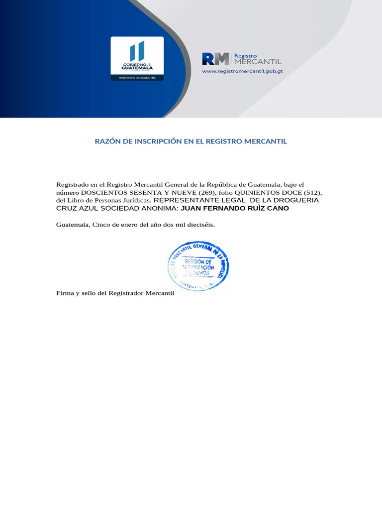 Razon Inscripcion Registro Mercantil | PDF