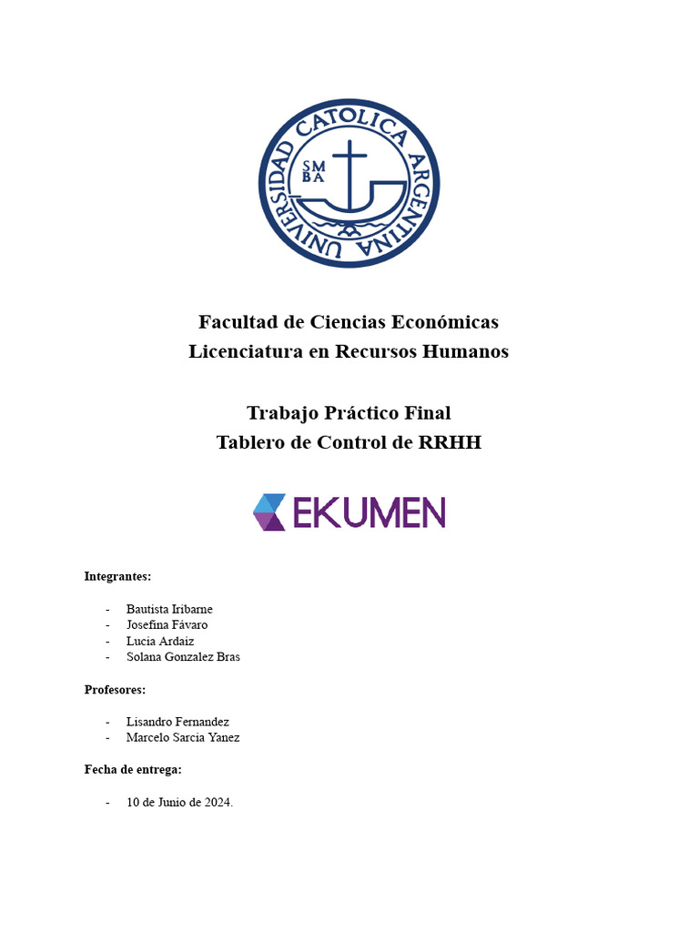 Tablero de Control para RRHH en Ekumen | PDF | Ingeniería de software ...