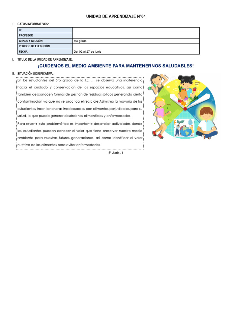 5° Grado - Unidad de Aprendizaje N°04 | PDF | Residuos | Aprendizaje