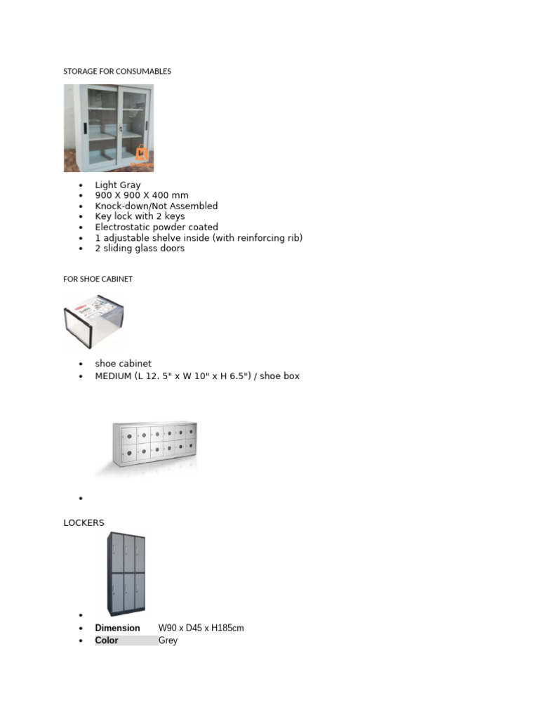 Storage For Consumables | PDF