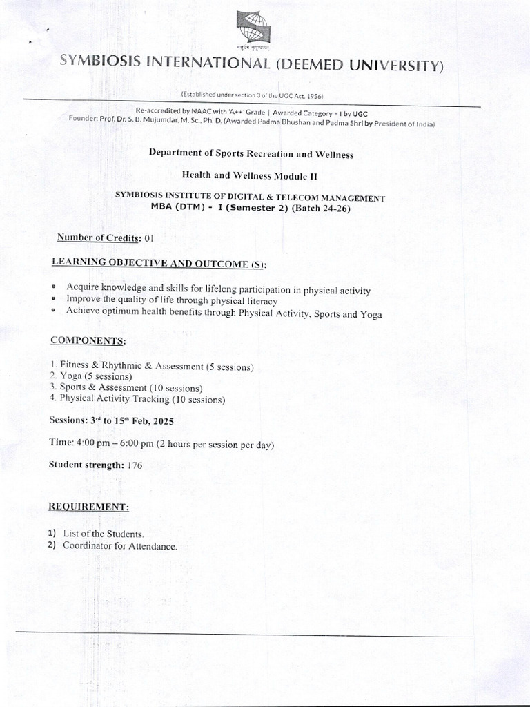 Health & Wellness Module II Schedule - SIDTM | PDF